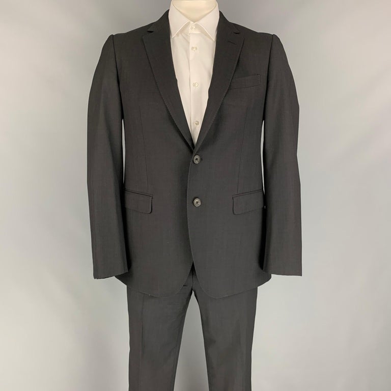 LANVIN Size 42 Black Wool Single Breasted Notch Lapel Suit at 1stDibs