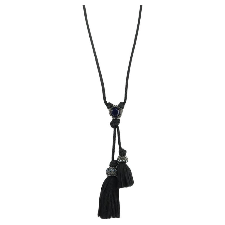 Lanvin Tasseled Crystal Embellished Rope Necklace For Sale at 1stDibs