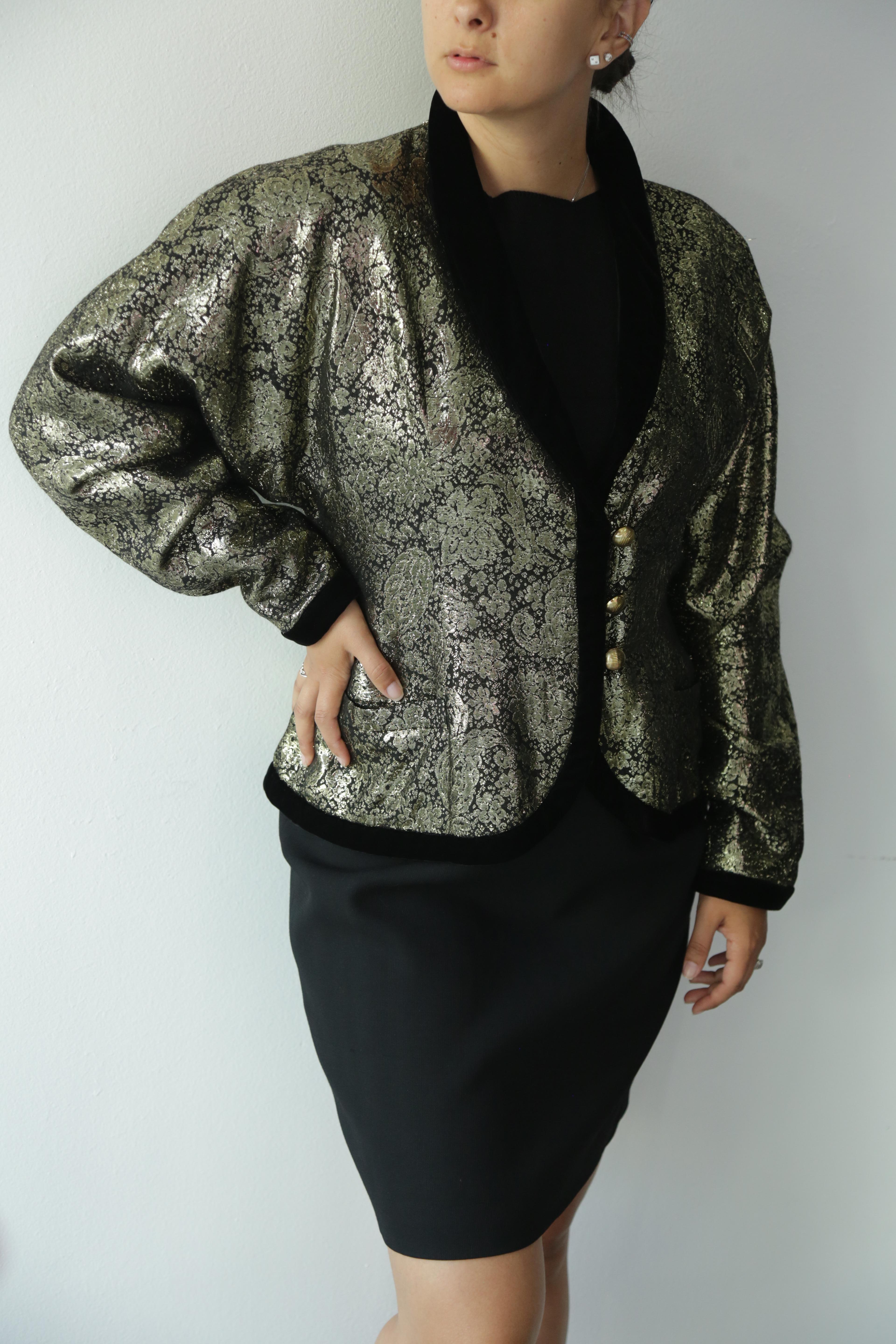 Lanvin Vintage Gold Lame and Black Velvet Jacket For Sale at 1stDibs ...