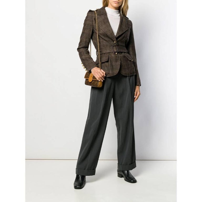 Lanvin Vintage grey wool 2000s wide leg trousers For Sale at 1stDibs