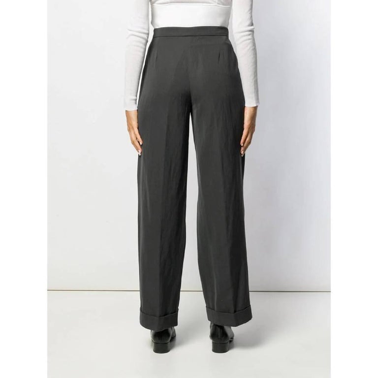 Lanvin Vintage grey wool 2000s wide leg trousers For Sale at 1stDibs