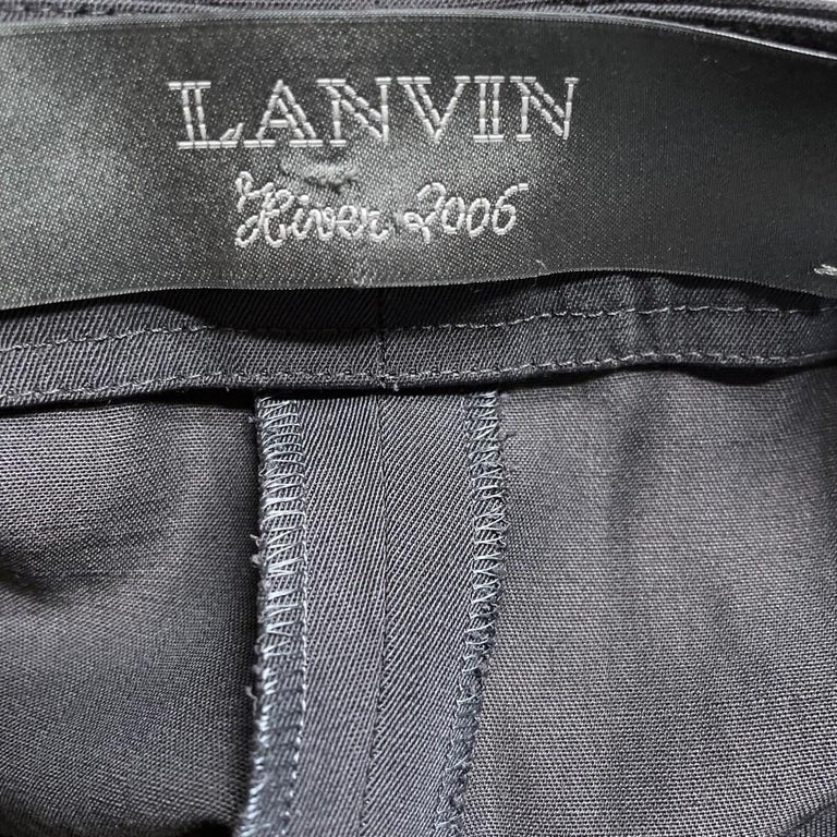 Lanvin Vintage grey wool 2000s wide leg trousers For Sale at 1stDibs