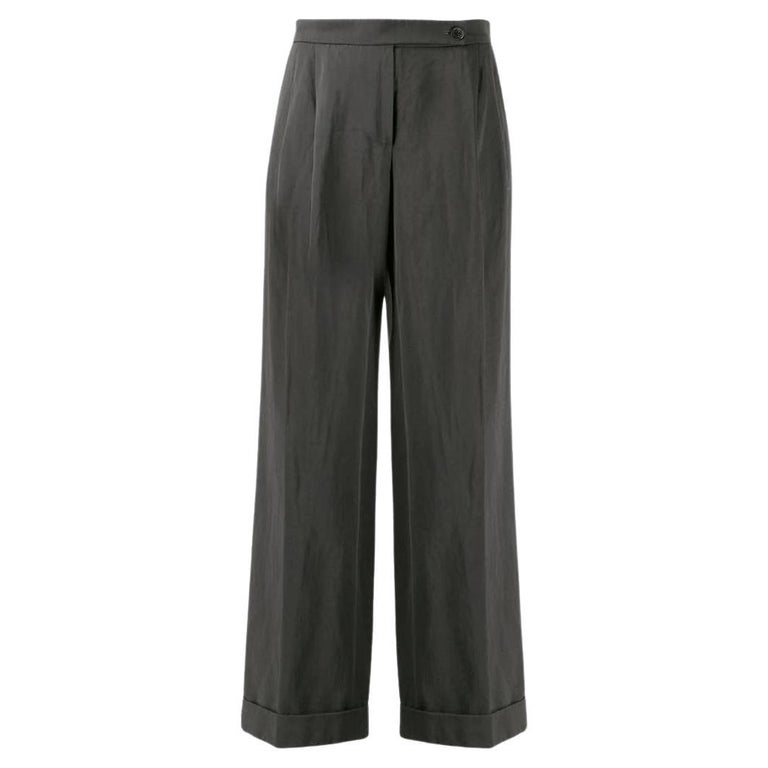 Lanvin Vintage grey wool 2000s wide leg trousers For Sale at 1stDibs