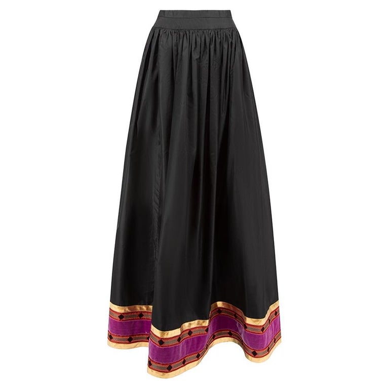Lanvin Women's Black Contrast Panel Maxi Skirt For Sale at 1stDibs