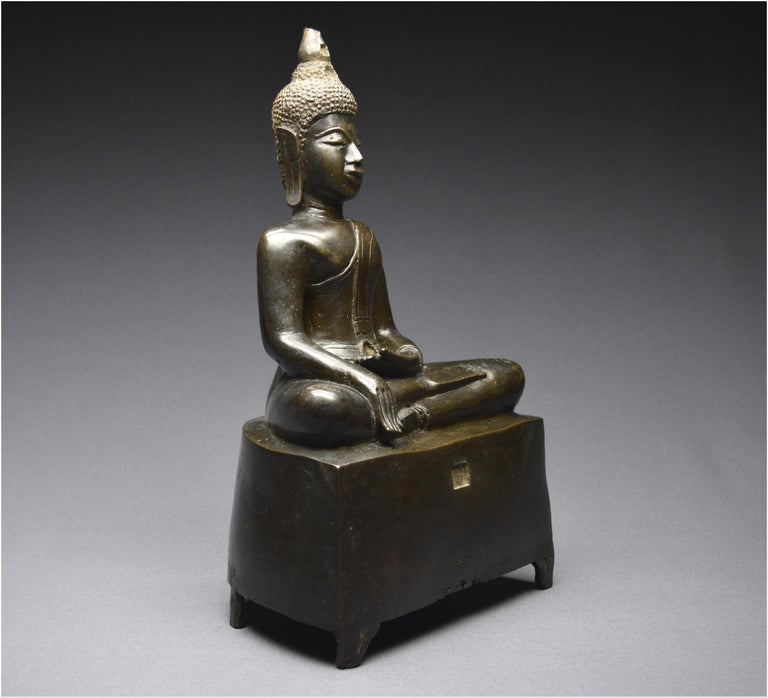 Laos, 19th Century, Ancient Bronze Maravijaya Buddha with Dark Patina ...