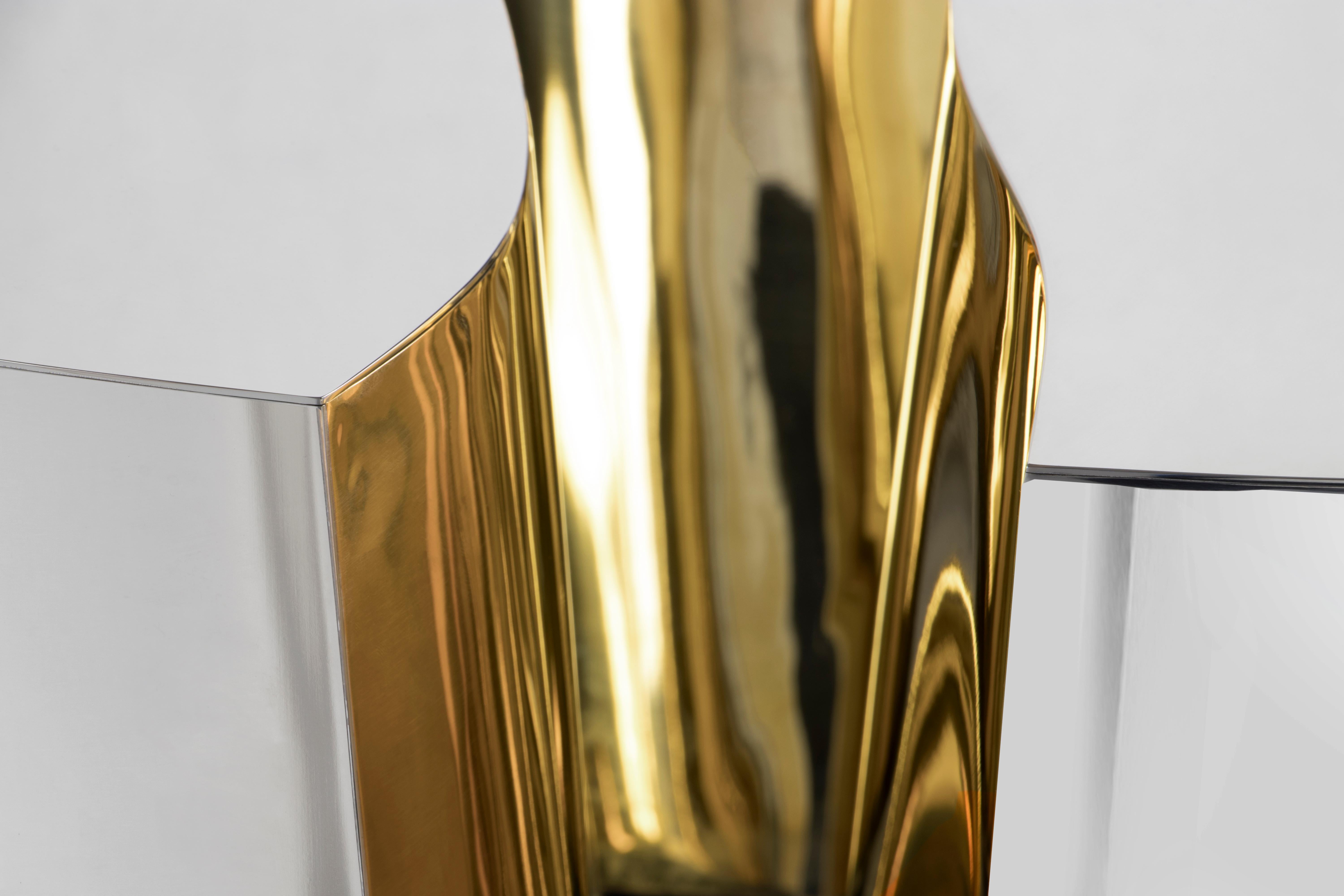 Lapiaz Oval Center Table - Hand-Crafted Stainless Steel and Brass ...