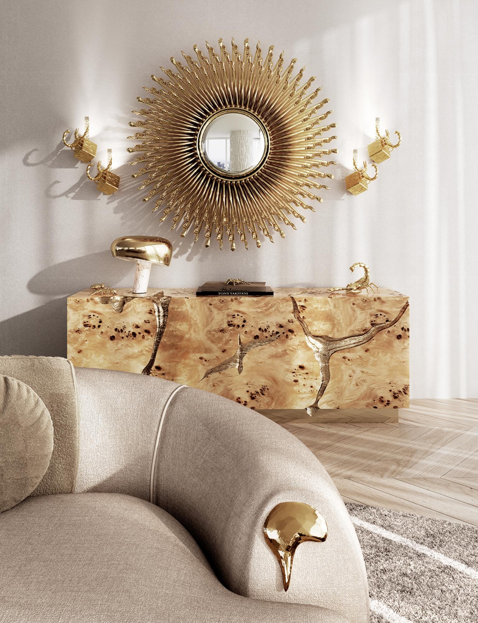Lapiaz Poplar Sideboard - Hand-Crafted Joinery Brass and Veneer - Boca ...