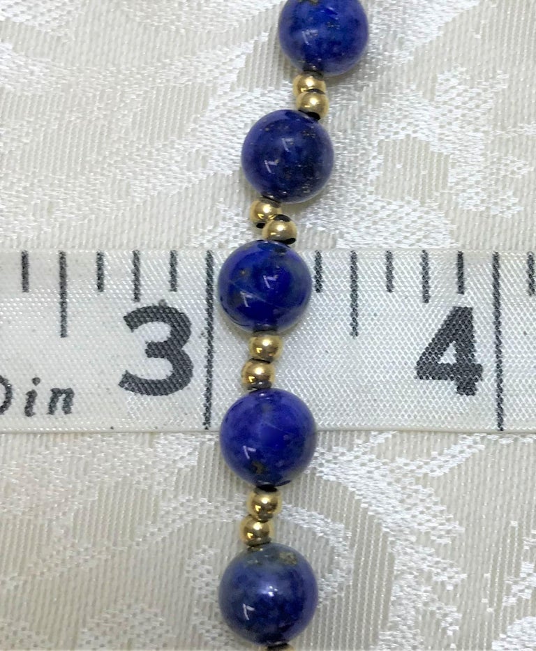 Lapis 14 Karat Gold Beaded Necklace at 1stDibs