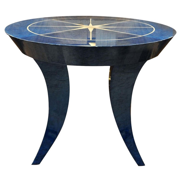Lapis Blue Round Side Table For Sale at 1stDibs