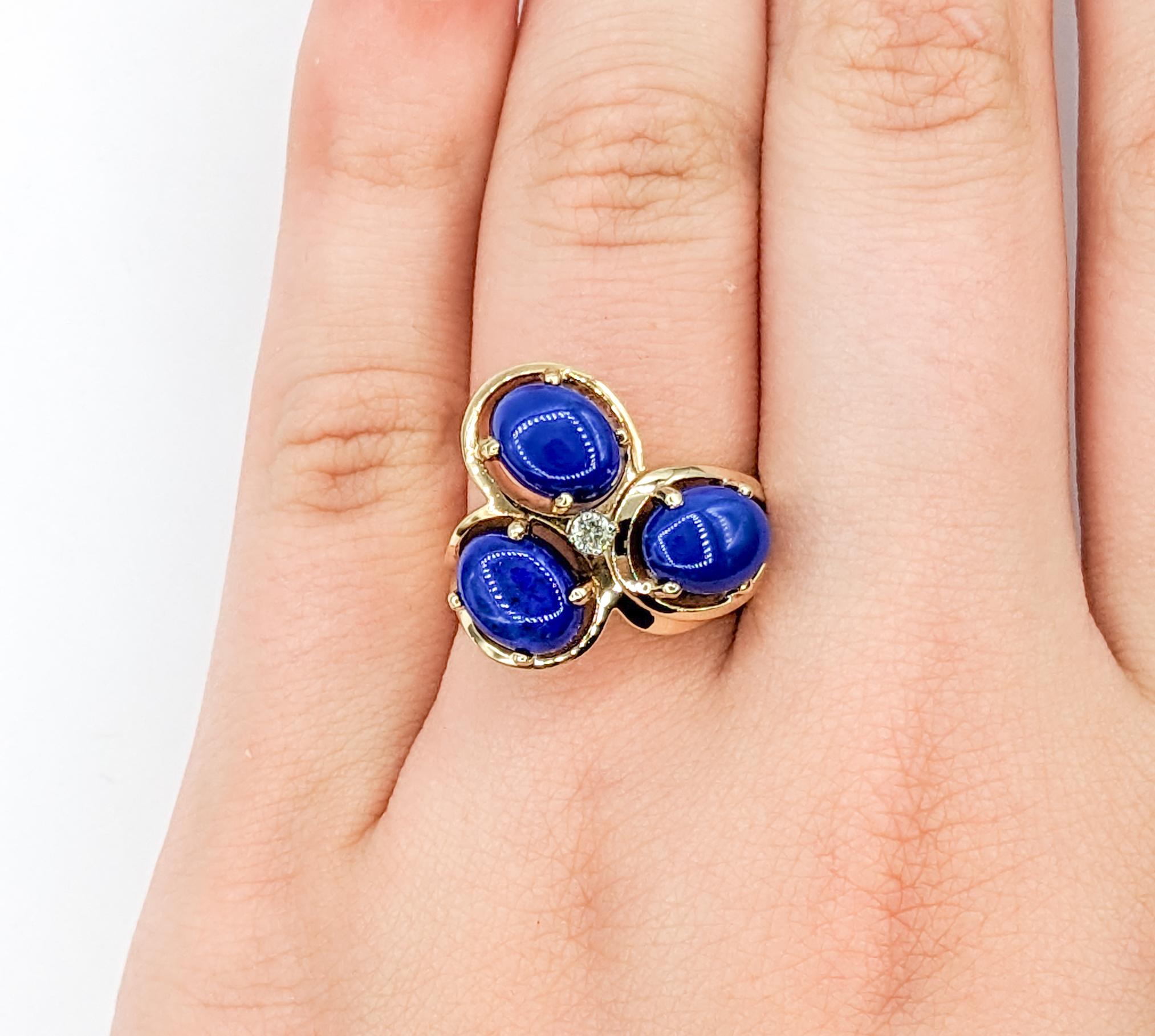 Lapis and Diamond Ring in Yellow Gold For Sale at 1stDibs