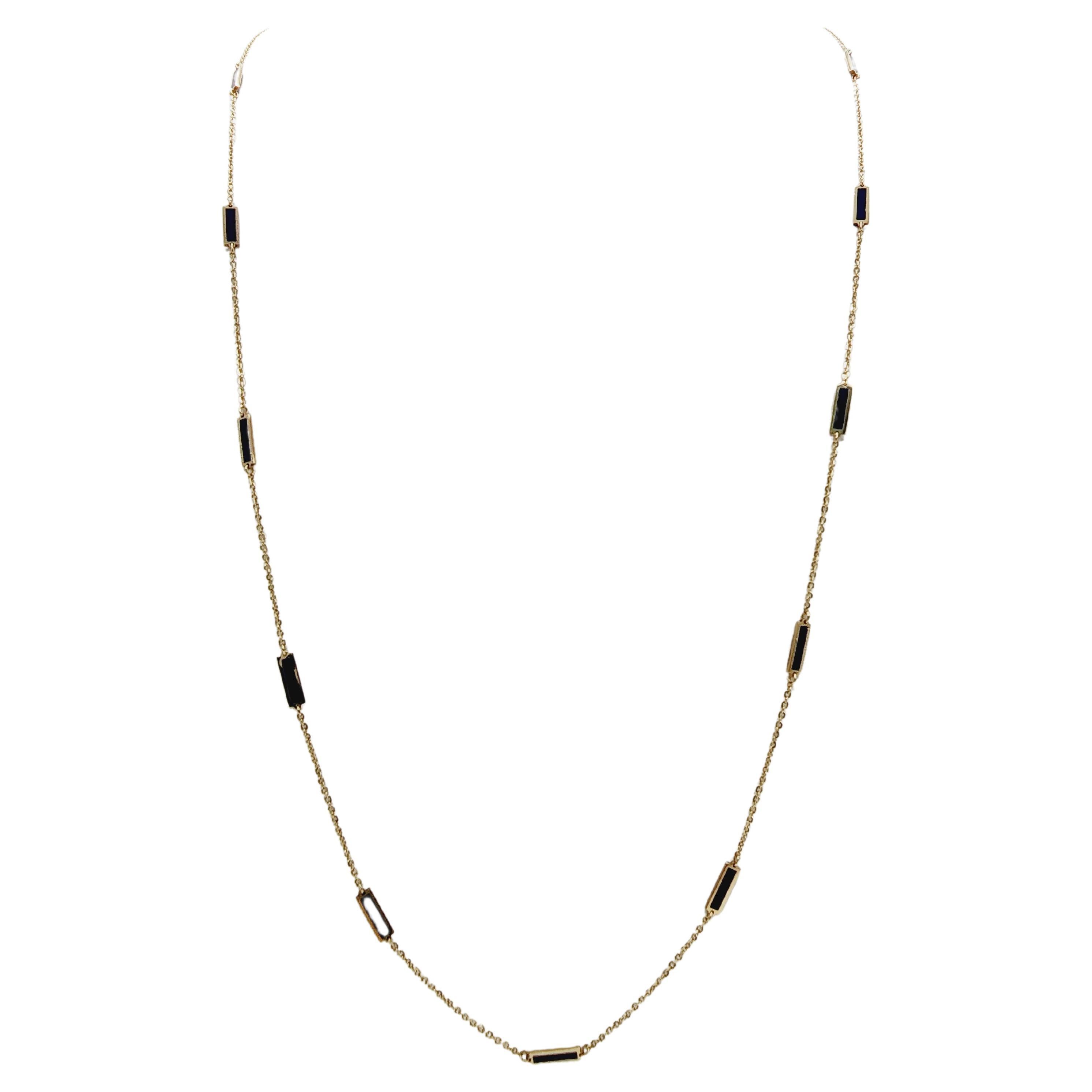 White Cabochon Gem Yellow Gold Link Chain Necklace For Sale at 1stDibs