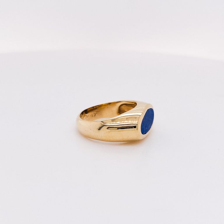 Lapis Gold Ring Signet Tablet Pinky Ring Sizable For Sale at 1stDibs