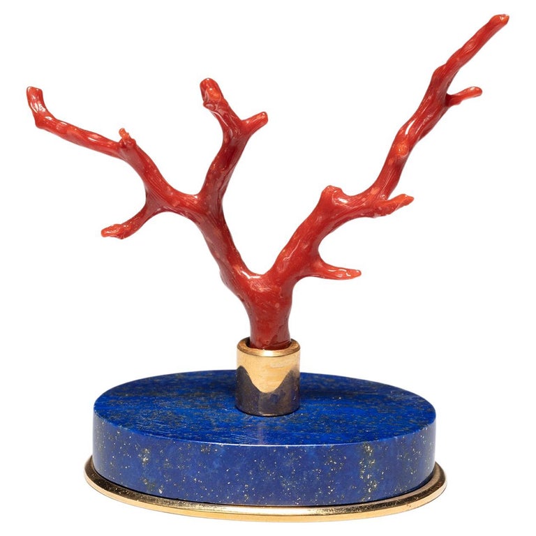 Lapis Lazuli Base and Mediterranean Coral Branch by Alexandre Vossion ...