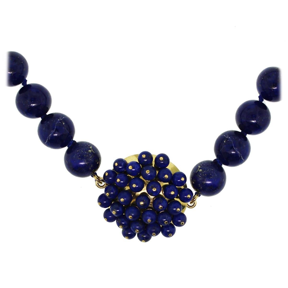 Fabulous Large Lapis Lazuli Bead Necklace at 1stdibs