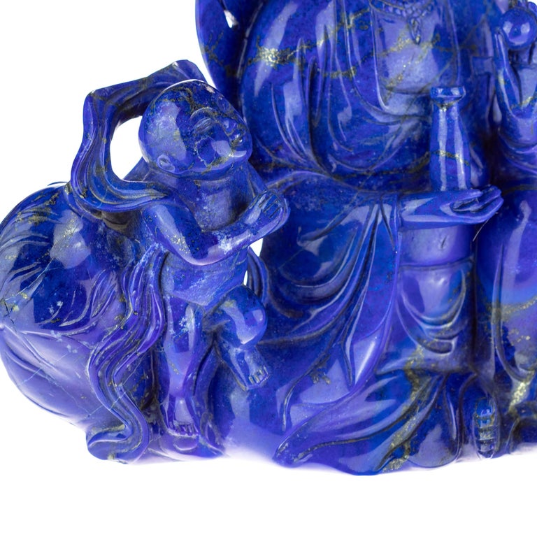 Lapis Lazuli Holy Virgin With Child Figurine Carved Blue Statue ...