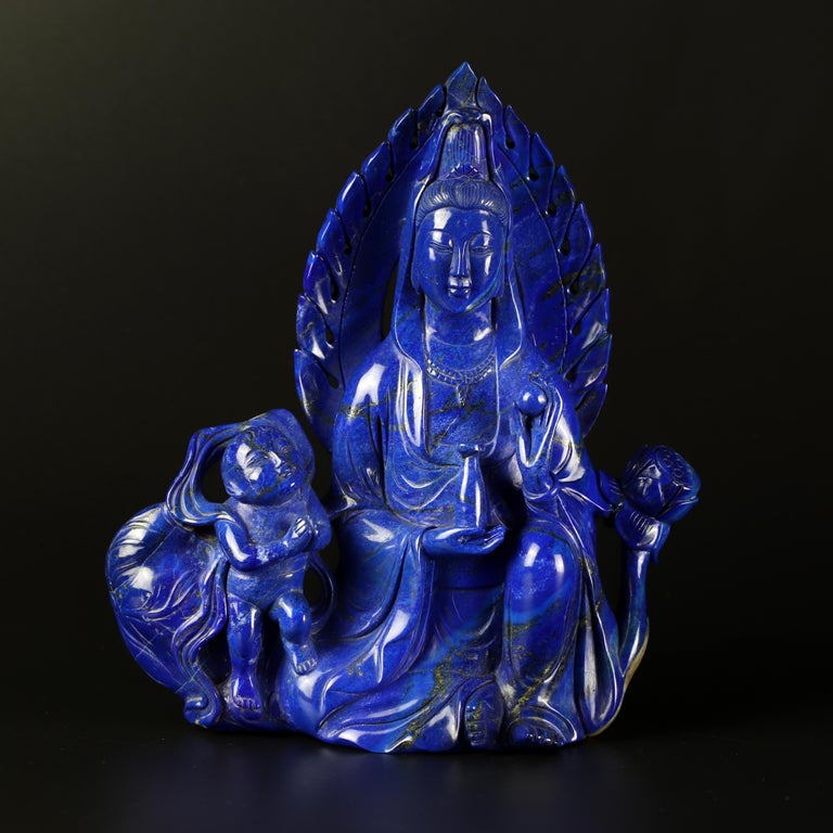 Lapis Lazuli Holy Virgin With Child Figurine Carved Blue Statue ...