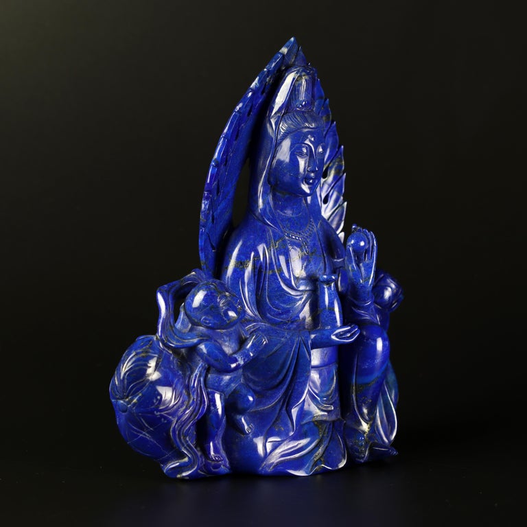 Lapis Lazuli Holy Virgin With Child Figurine Carved Blue Statue ...