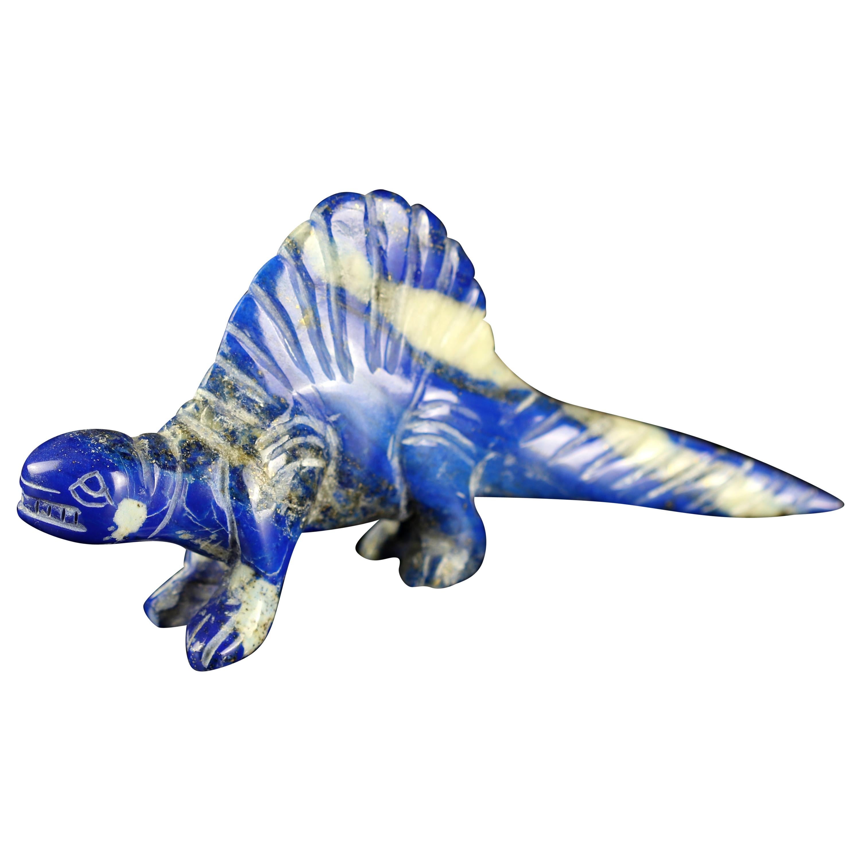 Lapis Lazuli Natural Blue Dinosaur Figurine Carved Animal Asian Statue ...