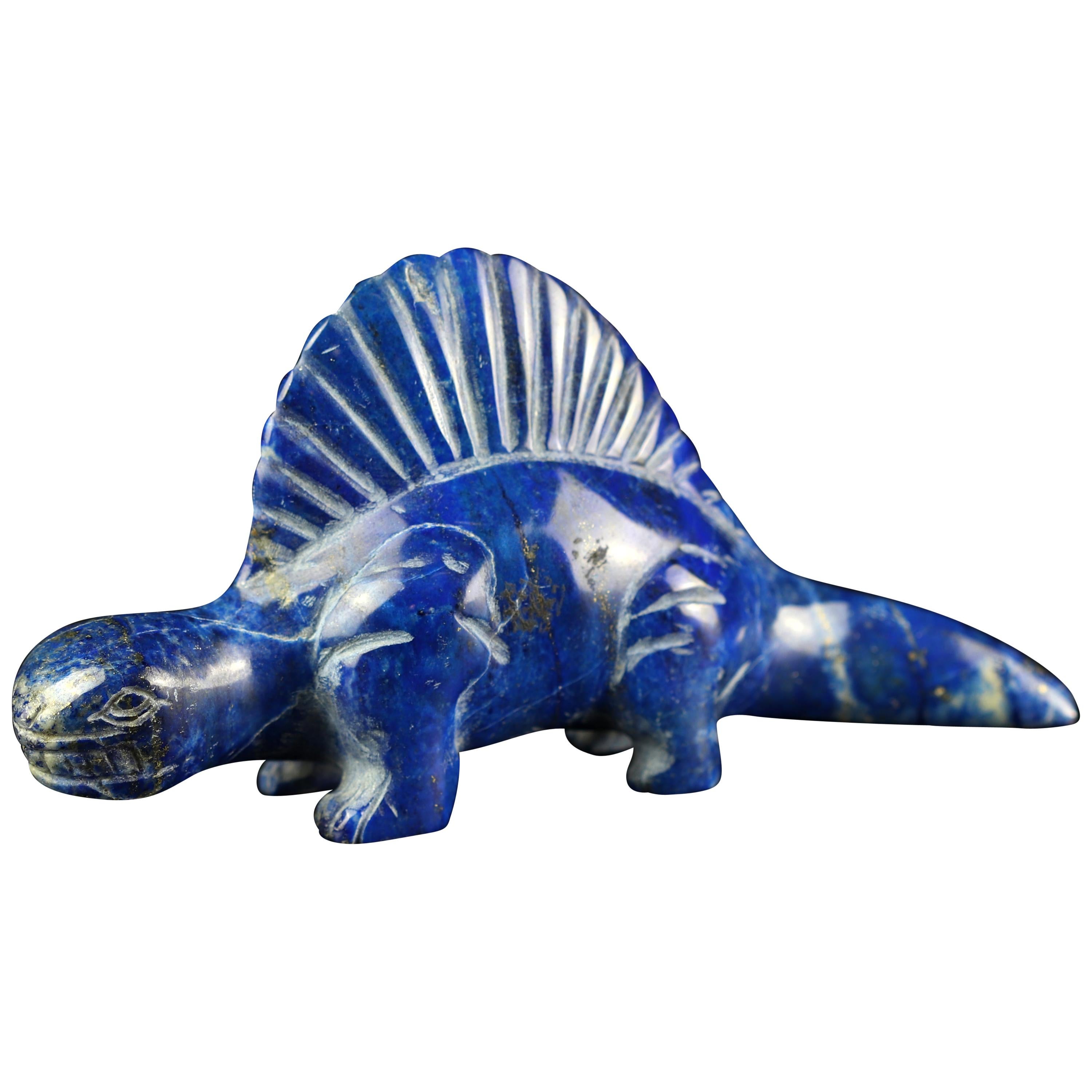 Lapis Lazuli Natural Blue Dinosaur Figurine Carved Animal Asian Statue ...