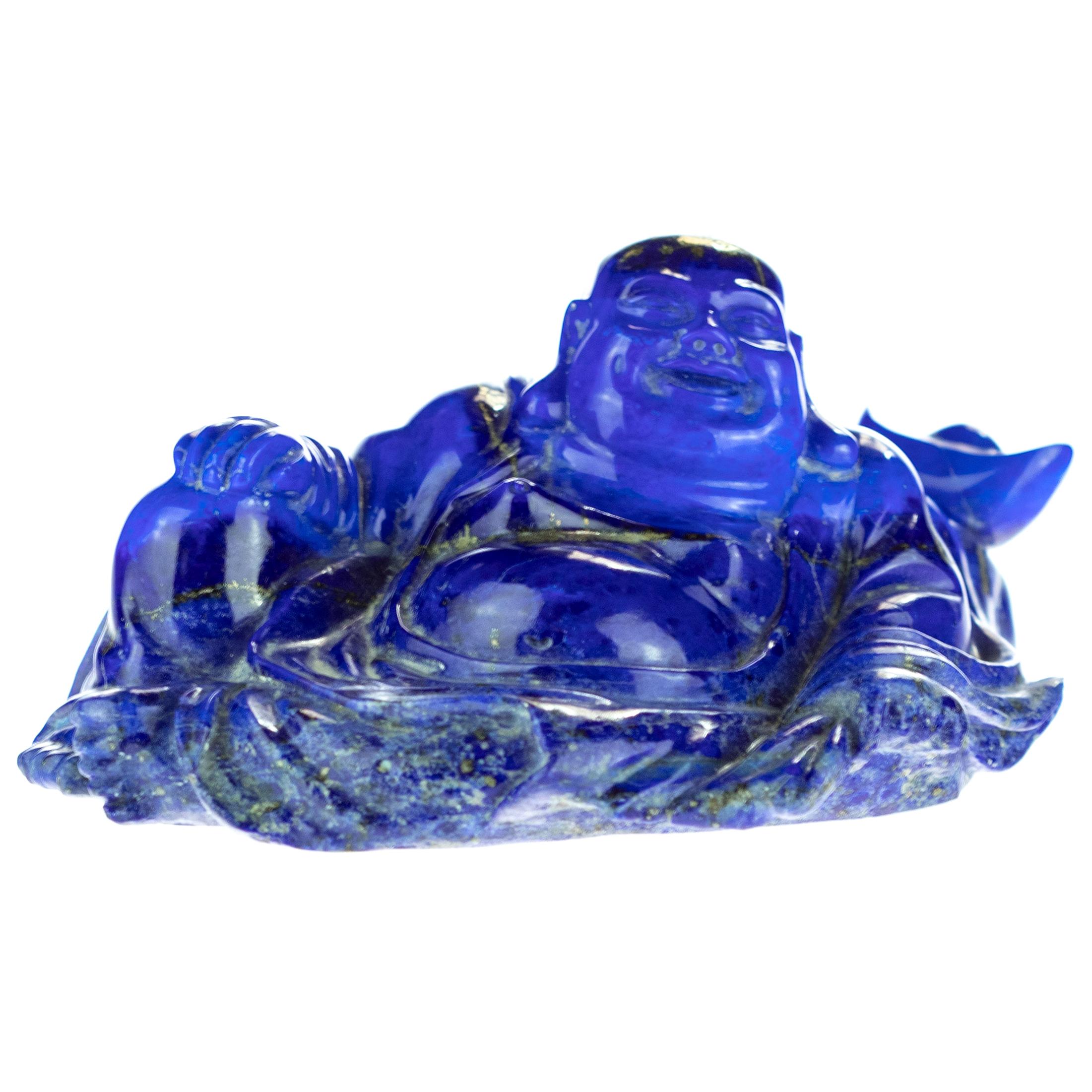 Lapis Lazuli Natural Blue Wise Buddha Carved Gemstone Asian Art Statue ...