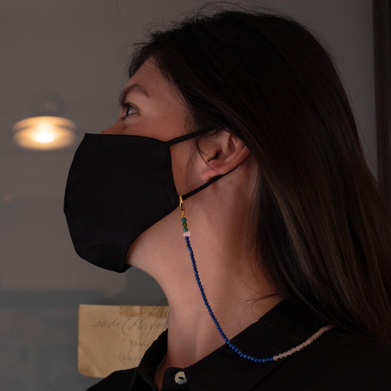 Lapis Lazuli Turquoise Quartz Rock Crystal Bead String Face Mask Holder ...