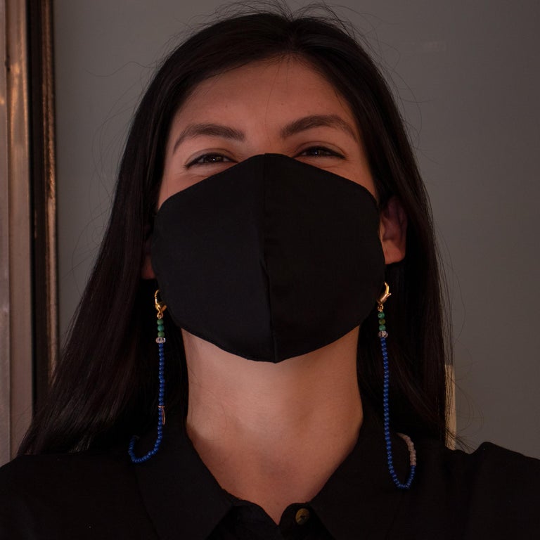 Lapis Lazuli Turquoise Quartz Rock Crystal Bead String Face Mask Holder ...