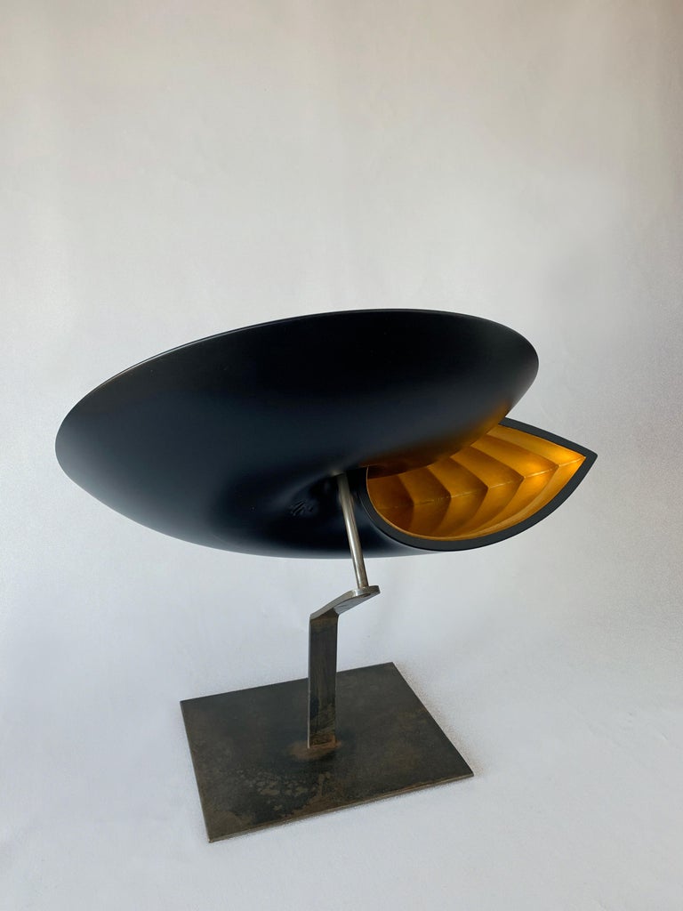 Lacquered Wood and Gold Shell Sculpture, Snail For Sale at 1stDibs
