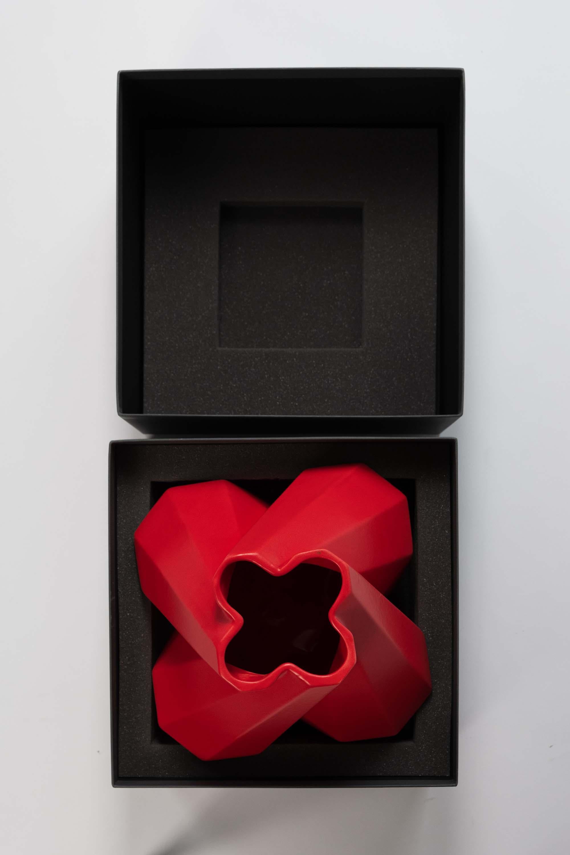 Lara Bohinc, Fortress Pillar Vase, Red Ceramic, Contemporary, Geometric ...