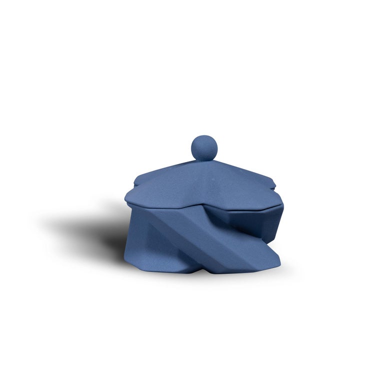 Lara Bohinc Fortress Treasury Box Blue Ceramic Geometric Contemporary ...