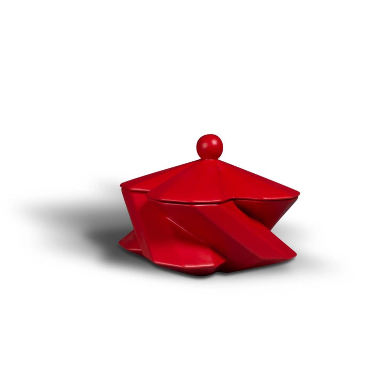 Lara Bohinc Fortress Treasury Box Red Ceramic Geometric Contemporary ...