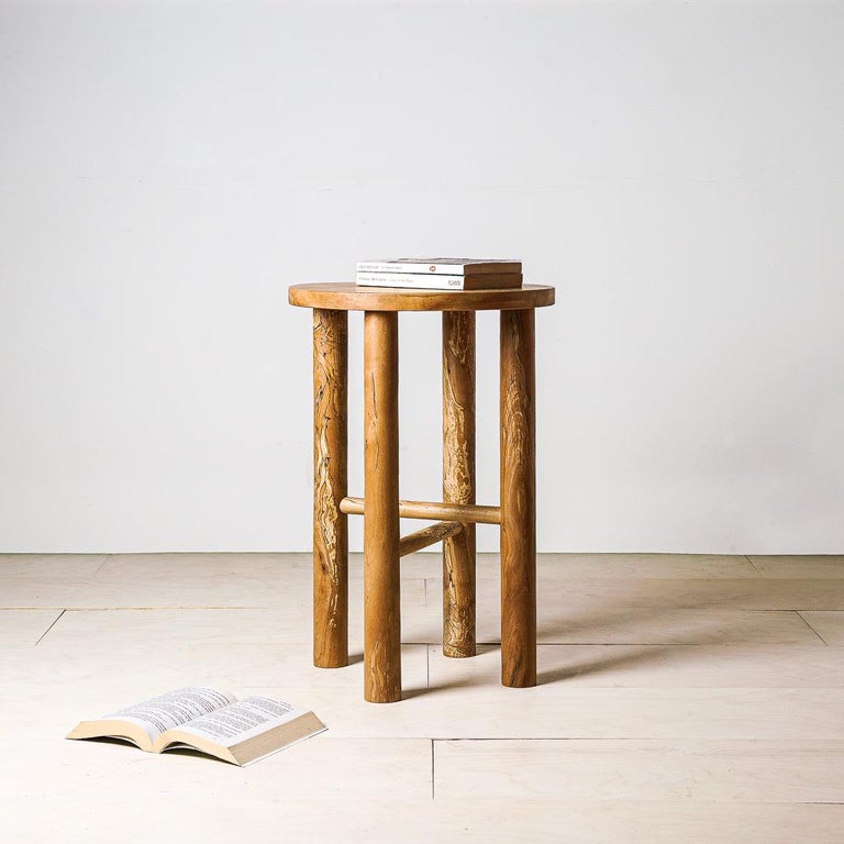 Lara Round Side Table with Cylindrical Legs, Spalted Beech, by ...