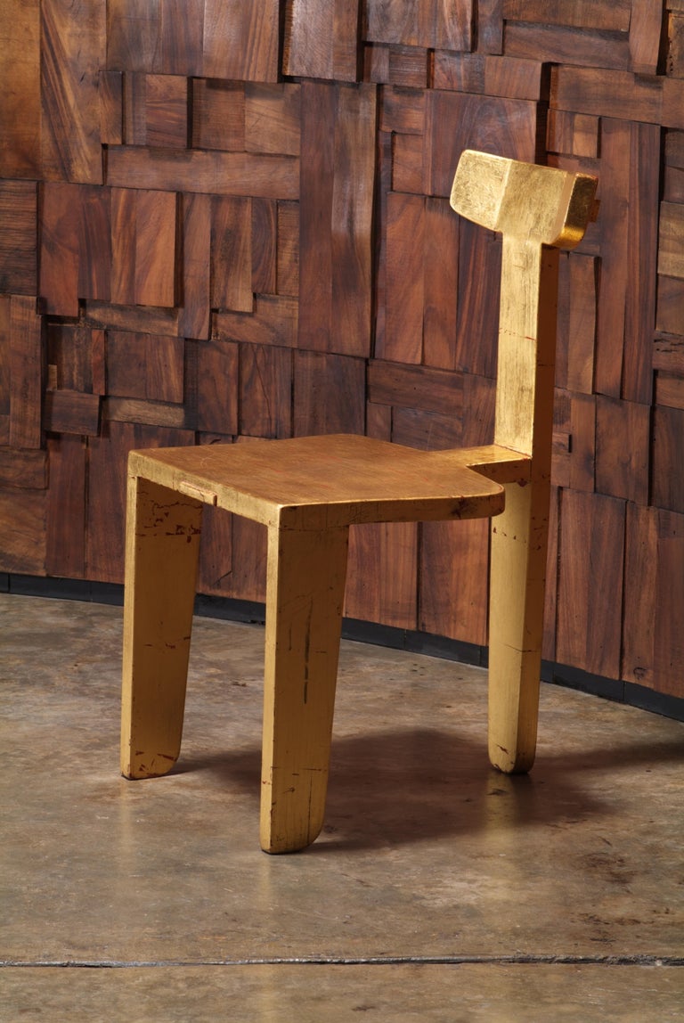 Laredo Gold Leaf Chair, 3-Legged Contemporary Design w/Traditional ...