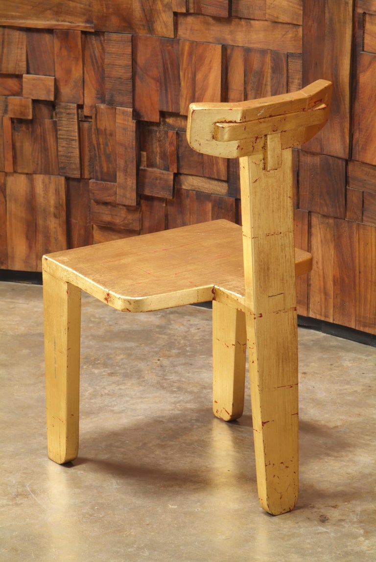 Laredo Gold Leaf Chair, 3-Legged Contemporary Design w/Traditional ...