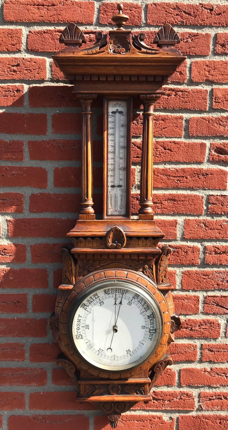 Large and Mint Condition Antique English Carved Oak and Porcelain Wall ...