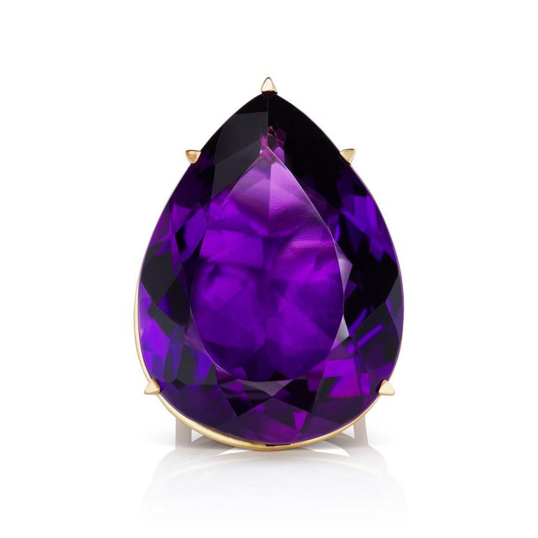 Large 112.25 Carat Pear Shape Royal Purple Amethyst Ring For Sale at ...