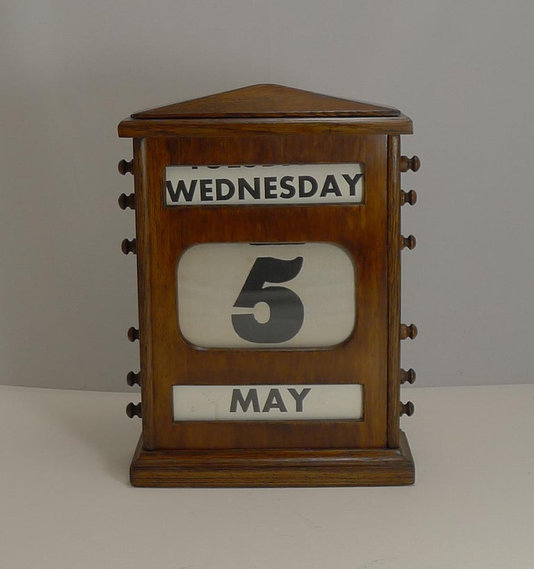 Large Antique English Oak Perpetual Calendar, circa 1910 at 1stDibs