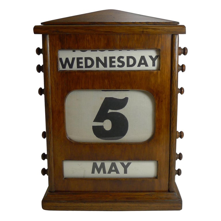 Large Antique English Oak Perpetual Calendar, circa 1910 at 1stDibs