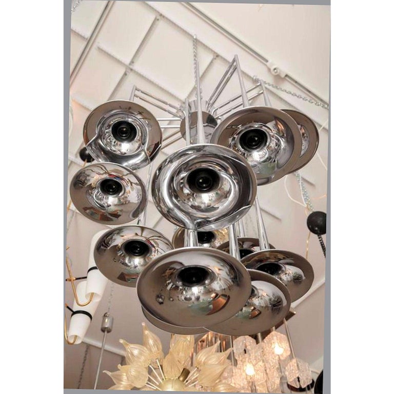 Large Mid-Century Modern Chrome Chandelier, by Reggiani For Sale at 1stDibs