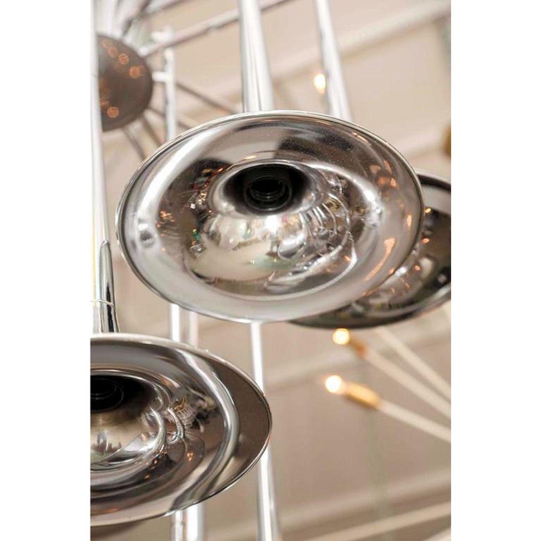 Large Mid-Century Modern Chrome Chandelier, by Reggiani For Sale at 1stDibs
