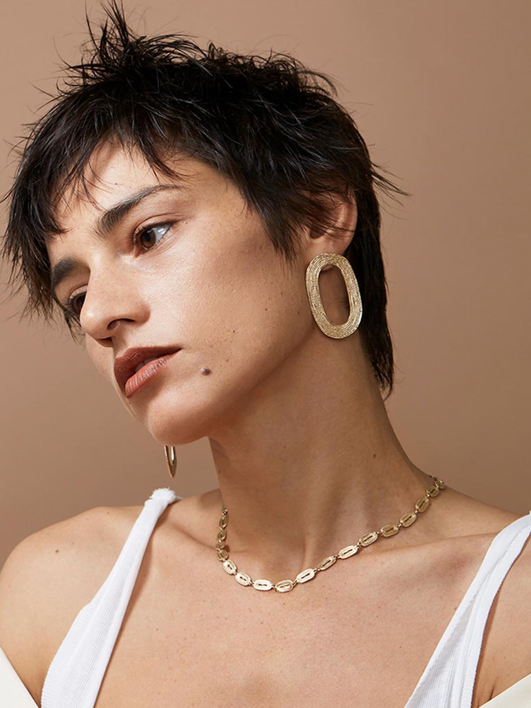 Large 14 Karat Woven Filigree Hoop Earrings by Mon Pilar For Sale at ...