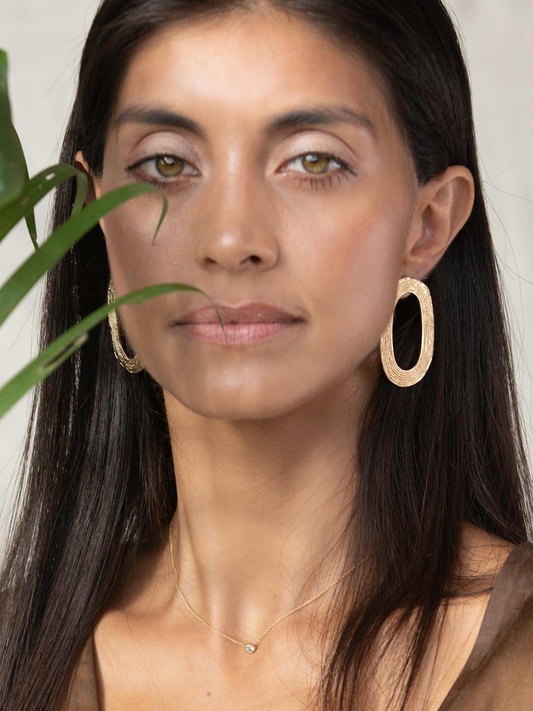 Large 14 Karat Woven Filigree Hoop Earrings by Mon Pilar For Sale at ...