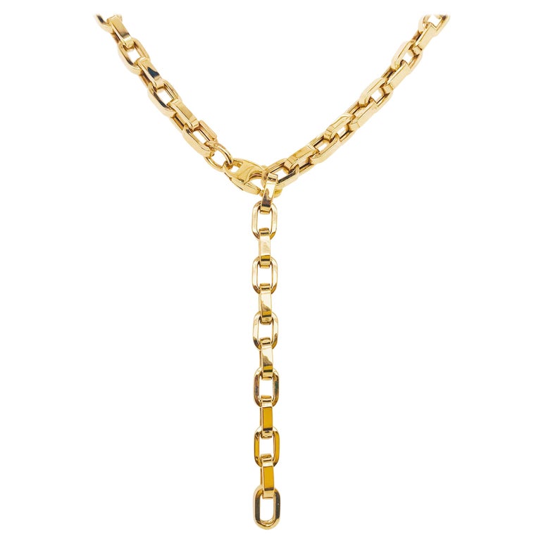Large 14k Link Chain Necklace, PaperClip Chain Cable w Large Clasp in ...