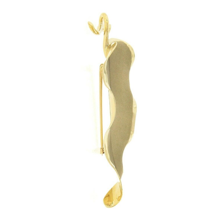 Large 14k Yellow Gold Polished and Matte Finish Textured Realistic Leaf ...