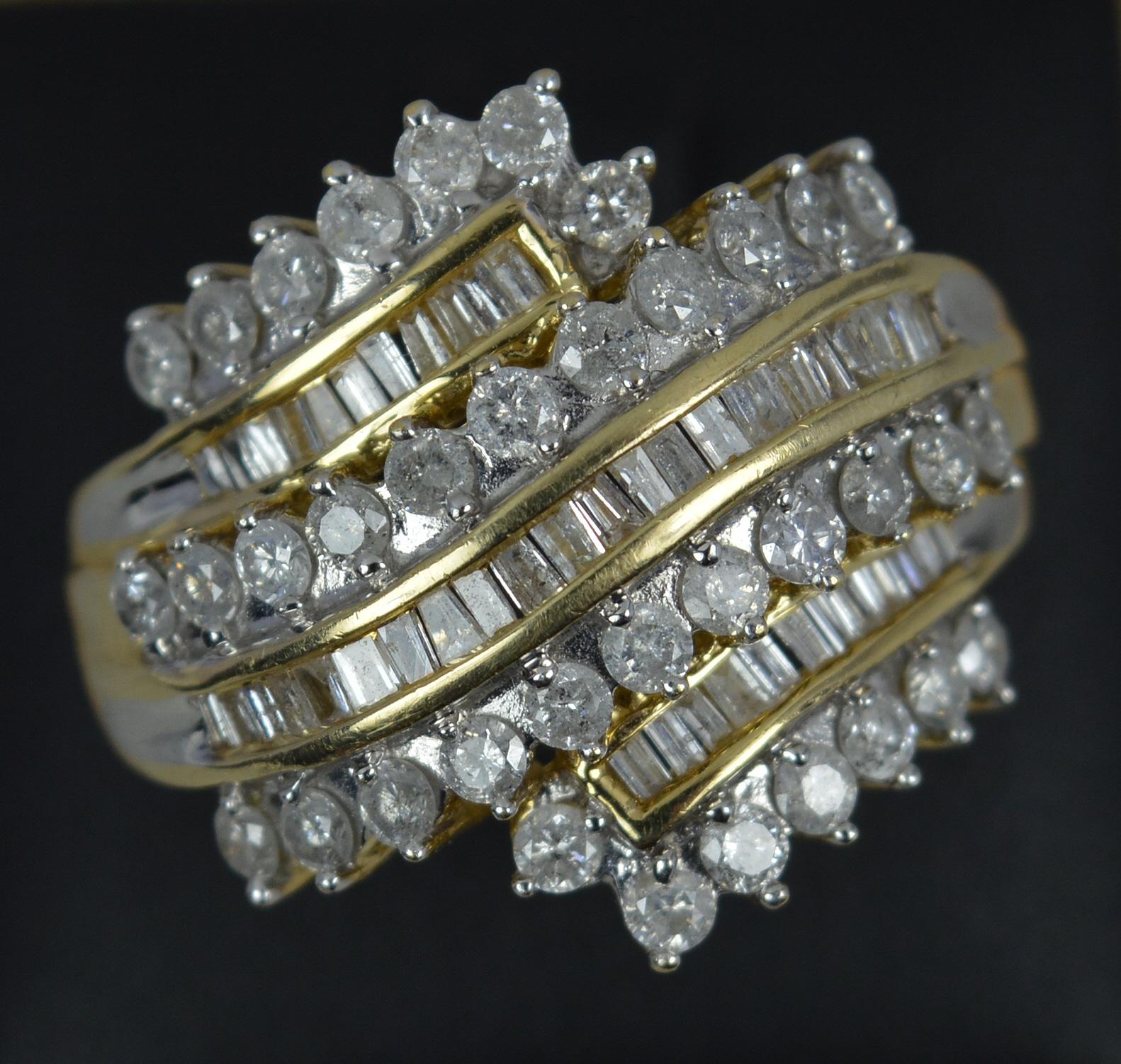 Large 1.50 Carat Diamond and 9 Carat Gold Bling Cluster Ring For Sale ...