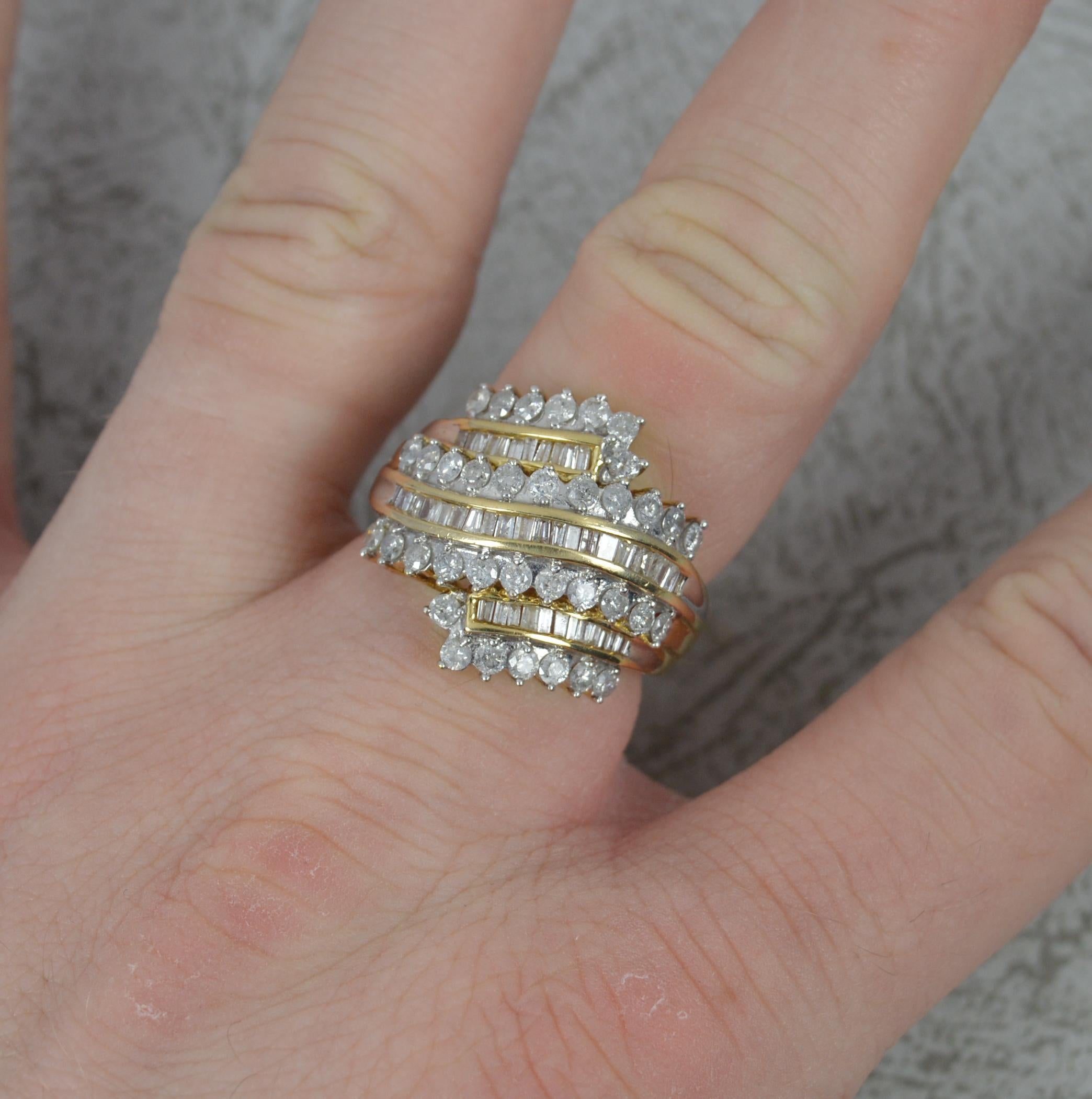 Large 1.50 Carat Diamond and 9 Carat Gold Bling Cluster Ring For Sale ...