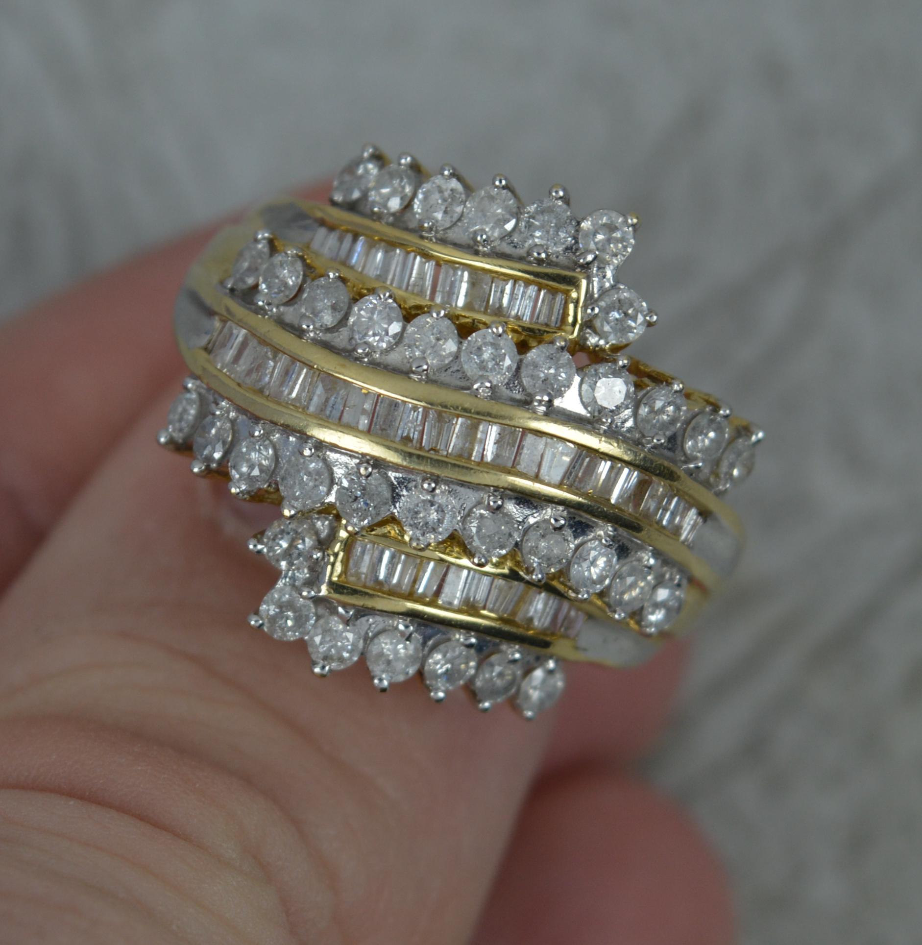 Large 1.50 Carat Diamond and 9 Carat Gold Bling Cluster Ring For Sale ...