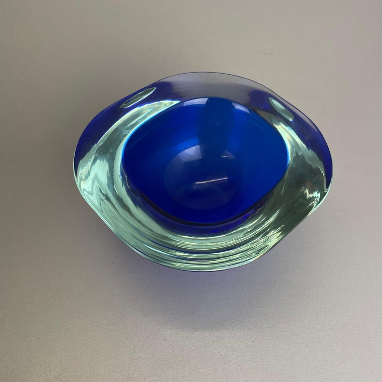 Large 1, 6kg Murano Glass Round Sommerso Bowl Element Ashtray Murano ...
