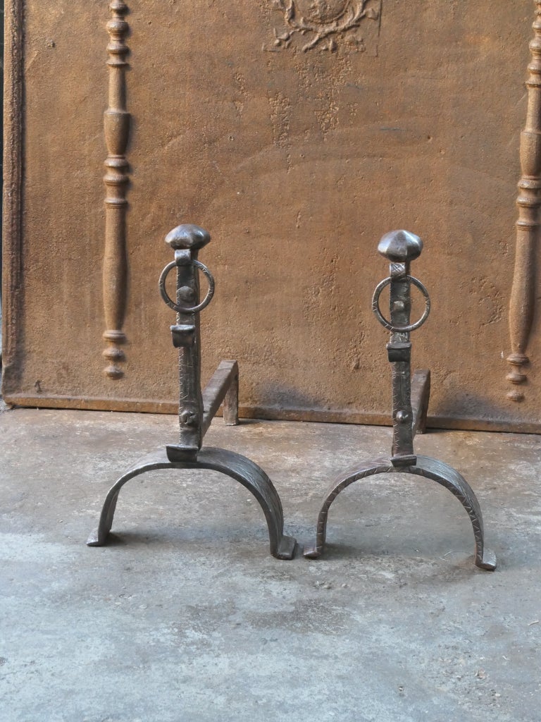 Large 17th - 18th Century French Gothic Andirons For Sale at 1stDibs