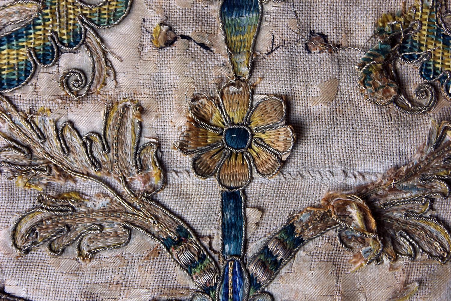 Large 17th Century English Silk and Metal Threaded Embroidery, circa ...