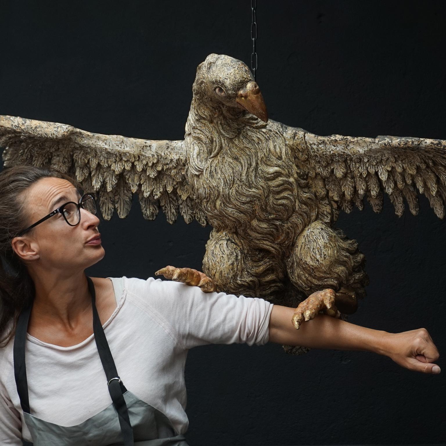 Large 17th Century Wood Carved hanging Italian Eagle or Bird of Prey ...